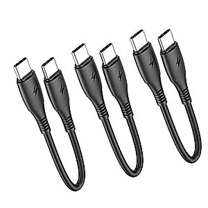 USB C to C Cable 0.5FT 3Pack, 6inch USB-C 60W Fast Charging Cords for Samsung Galaxy S21/S21+/S20+ Ultra, Note 20/10 Ultra, Air 2020, iPad Pro, Power Bank and Other Type c Devices