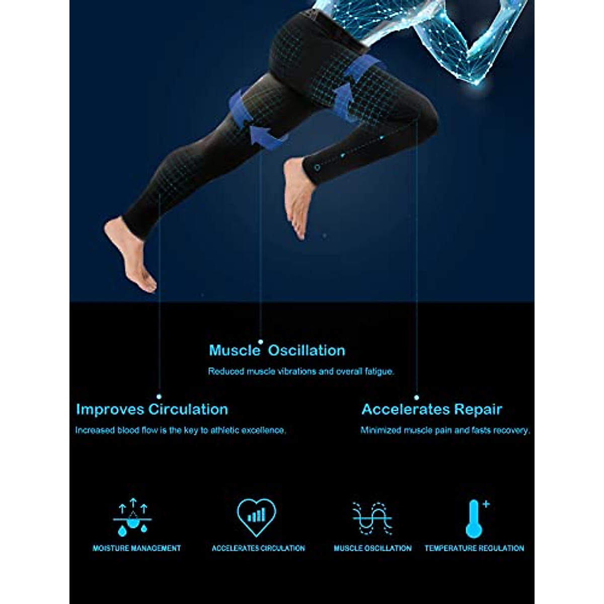 HOPLYNN 4 Pack Compression Pants Tights Leggings Men, Winter Baselayer for Running Workout Sports Yoga-4 Black-XL