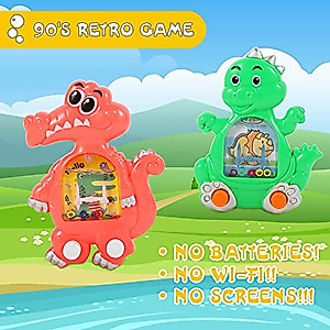 4 Pcs Animals Dinosaur Handheld Water Games, Water Toss Ring Game Aqua Toy Water Ring Game Retro Pastime Game for Kids Adults Travel Game, Christmas Stocking Stuffers Dinosaur Toys Gifts Party Favors