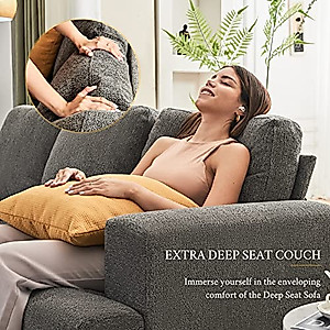 VanAcc Sofa, Comfy Sofa Couch with Extra Deep Seats, Modern Sofa Couch- Loveseat, Couch for Living Room Apartment Lounge, Grey Chenille