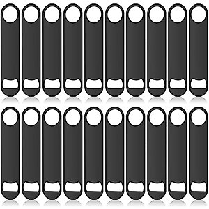 Pack of 20 Flat Bottle Opener Stainless Steel Beer Openers Sublimation Bottle Opener Blanks Heavy Duty Bar Funny Bartender Bottle Opener for Men Women Kitchen Party Supplies, 7 Inch (Black)