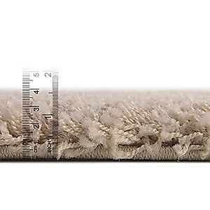 Rugs.com - Über Cozy Solid Shag Collection Rug – 3' x 5' Taupe Shag Rug Perfect for Entryways, Kitchens, Breakfast Nooks, Accent Pieces