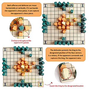 Wood Hnefatafl Viking Chess Board Game for Kids Adults Family Fun Tafl Play Set Pieces Solid Brain Teaser Intelligence Training,Travel Games