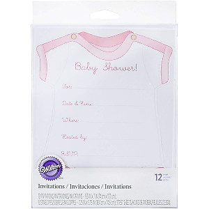 Wilton Pink Girl Onesie Fill-In Baby Shower Invitations, 12pc