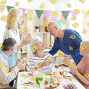 200 Pieces Birthday Confetti Gold Confetti Anniversary Confetti Glitter Gold Table Confetti for Birthday, Anniversary Party Supplies (50 Style)