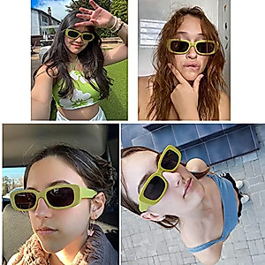 Tskestvy 4 Pieces Retro Sunglasses Vintage Sunglasses Small Square Rectangle 90s Glasses Trendy Y2K for Women Aesthetic Accessories (A)