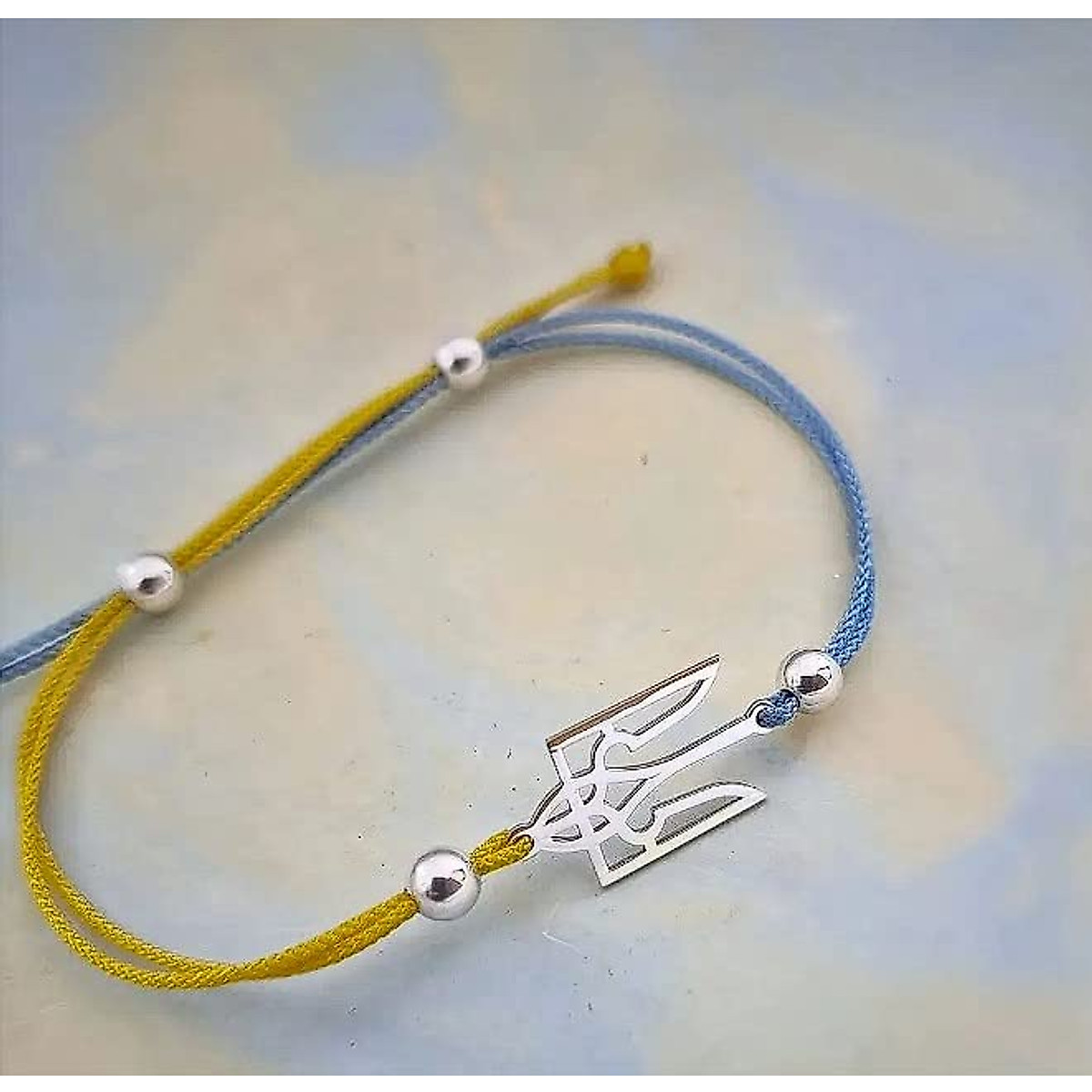 Tryzub Ukrainian bracelet 925 Sterling Silver Ukraine Flag National Emblem of Ukraine Unisex Link Bracelet 925 for Women Men Handmade in Ukraine