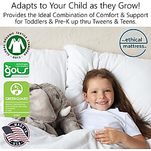 Ethical Mattress CO 6" Kid’s Mattress, Toxin-Free, Made in The USA with Organic Cotton, Wool, Latex & Pocketed Coils (Mattress-in-a-Box); Perfect for bunk beds, trundles & Platform beds - Twin Size