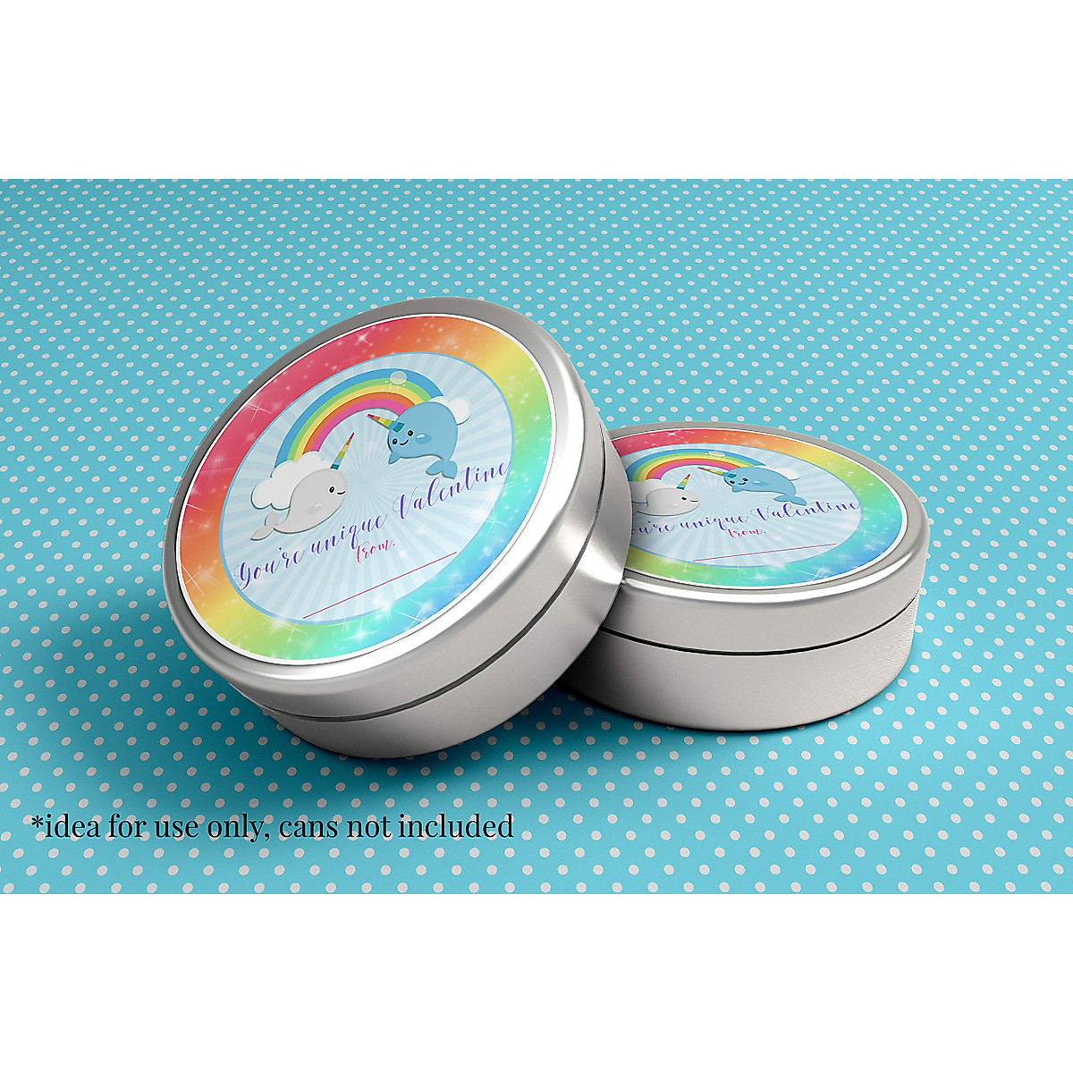 Narwhal Unicorn of The Sea Valentine Party Favor Sticker Labels for Girls, 40 2" Party Circle Stickers by AmandaCreation, Great for Classroom Valentines, Envelope Seals, Gifts & Treats