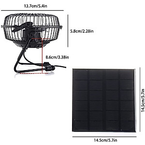 MarsPro Solar Panel Powered Fan Mini Exhaust Fan for Greenhouse Motorhome House Chicken House Outdoor Ventilation Equipment Ventilator for Pets