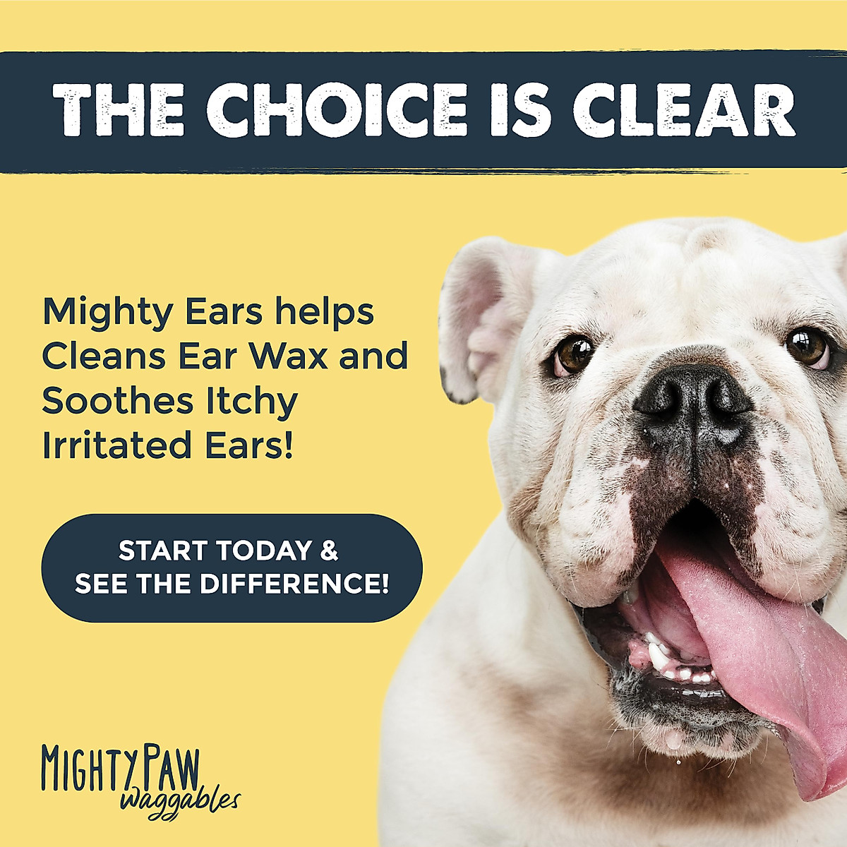 Mighty Paw Waggables Dog Ear Wash - 4 oz (Made in USA) | Dog Ear Cleaner Solution. Dog Ear Wash Cleaner Aloe Vera Dog Ear Drops. Liquid Ear Cleaner for Dogs. For Itchy Ears, Yeast & Healthy Ear Canals