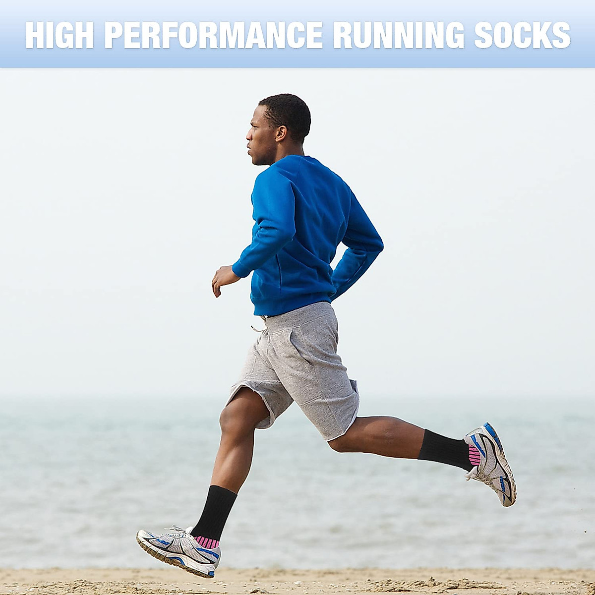 Iseasoo Compression Socks for Women & Men Circulation - Plantar Fasciitis Crew Socks Best Support for Athletic Running Cycling（S/M