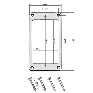 MAXCHEER 2PCS Metal Iron Flat Humbucker Pickup Ring for Electric Guitar Replacement (Chrome)