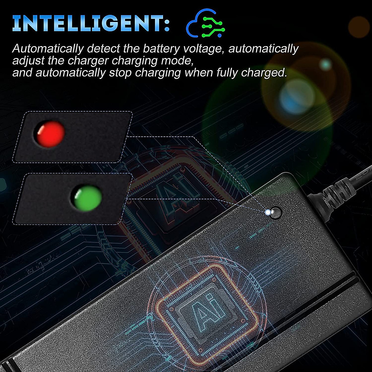 42V 2A Battery Charger, Power Supply Adapter 36V Battery Adapter Charger Automotive Battery Charger, Sports Lithium Battery Maintainer