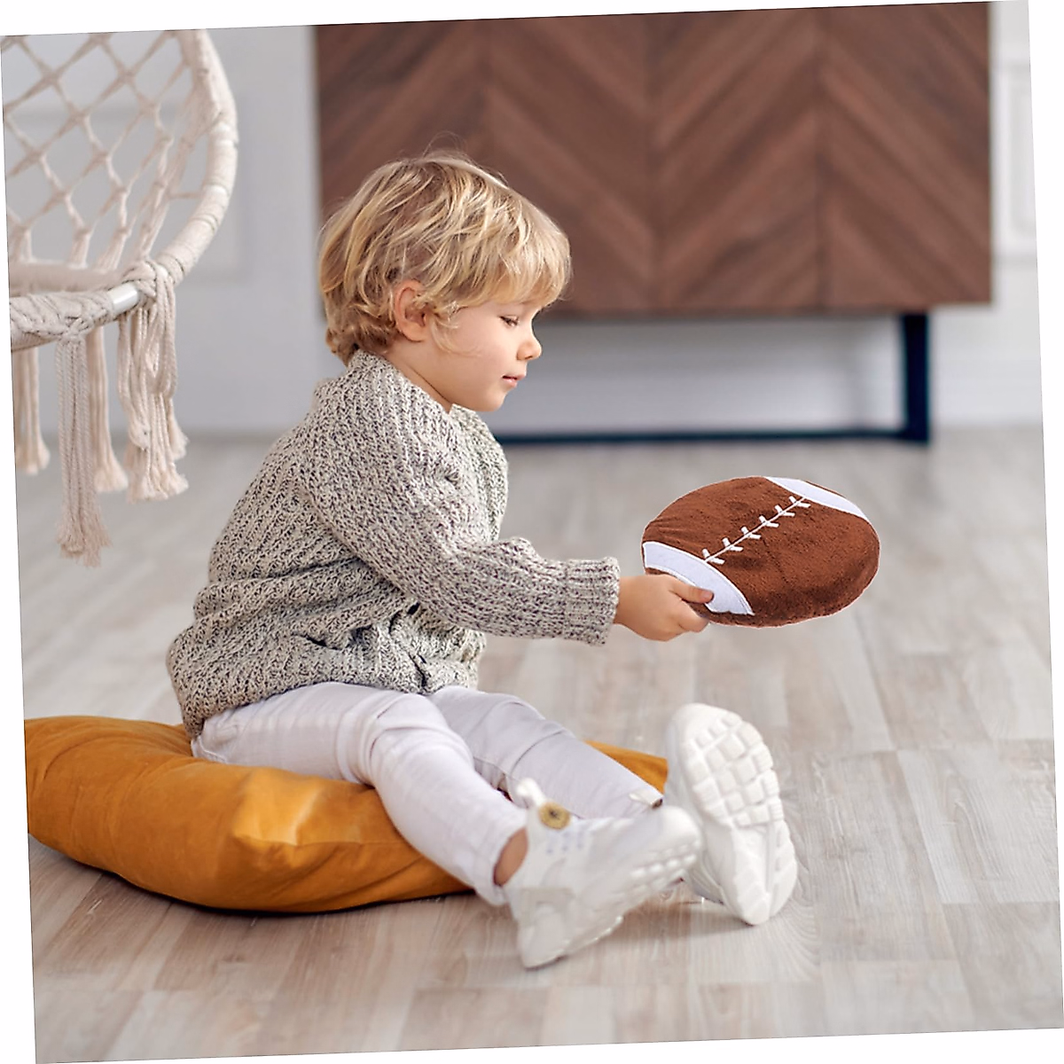 Ipetboom Rugby-Shaped Pet Interactive Plaything Floating Dog Toy Plush Plastic Dog Flyer Toy Fun for Pups