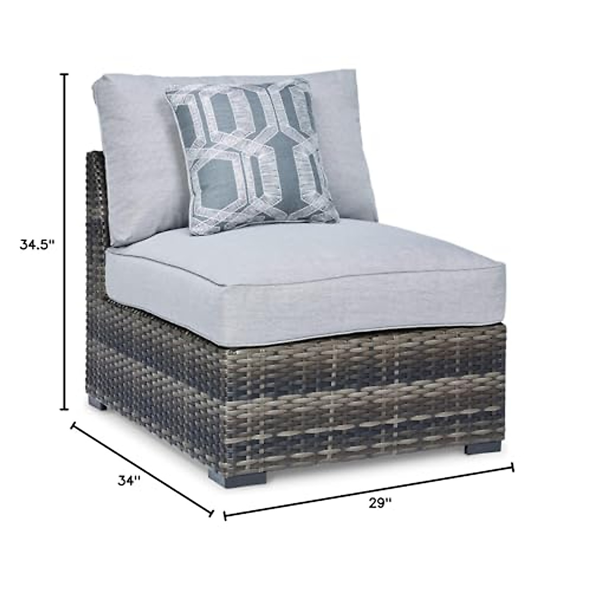 Signature Design by Ashley Harbor Court Outdoor Armless Chair with Cushion, 2 Count, Gray