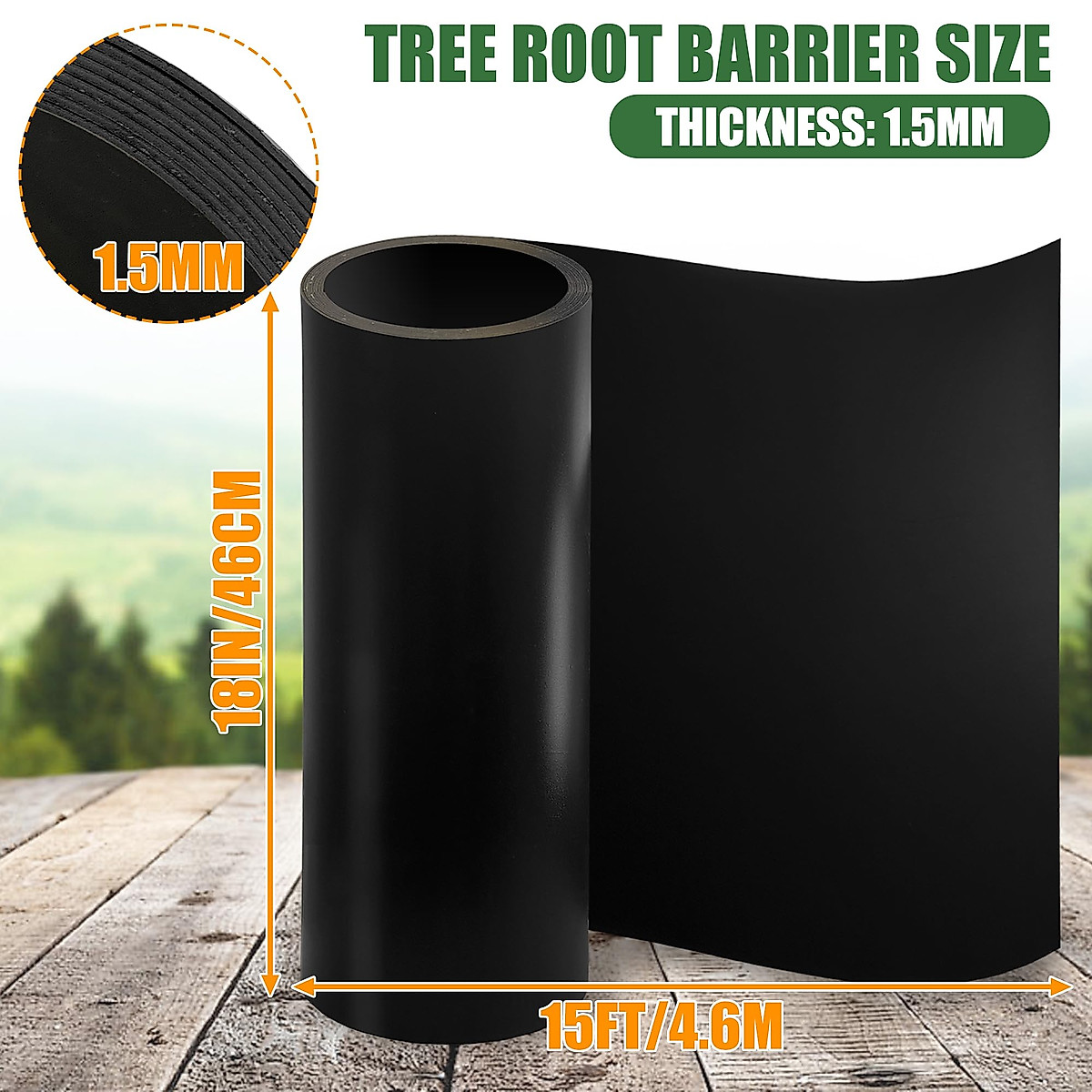 Joewuzun Tree Root Barrier 18in Root Barrier Grass Weed Barrier Bamboo Barrier Garden Edging for Landscape Edging Blocks 15ft