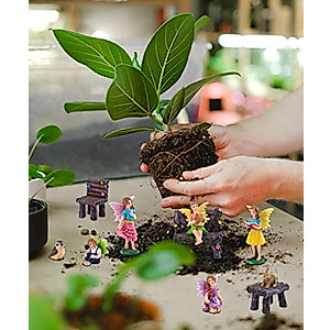 Arggidan 10pcs Fairy Garden Miniature Fairies with Furniture Figurine -Swing Fairies Set of Accessories Kit for Kids and Adults- Outdoor or Indoor Decor