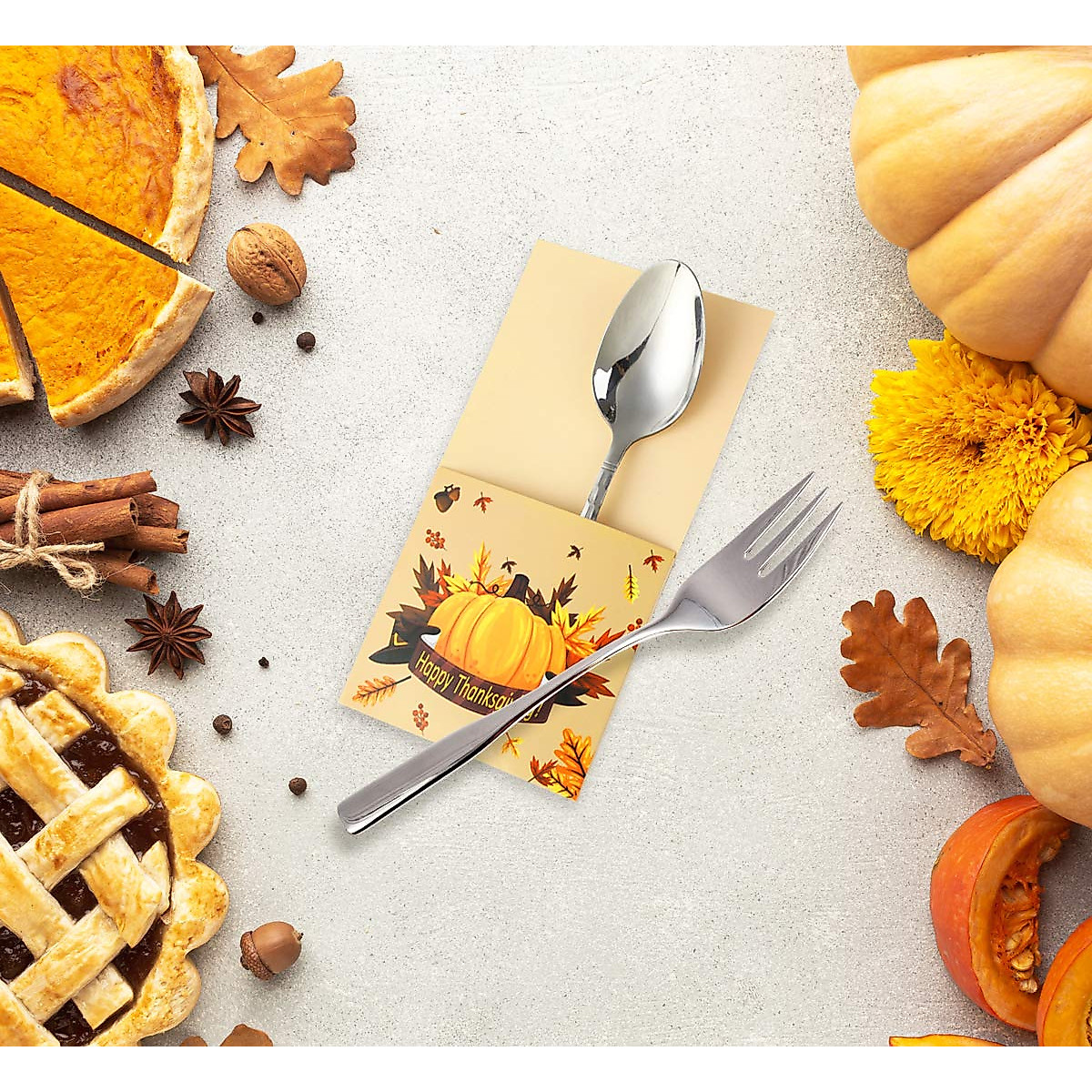 Thanksgiving Silverware Cutlery Holders - Turkey Fall Party Dinner Table Decorations Supplies 24Ct