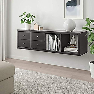 IKEA Kallax Shelf Unit with 2 Inserts Black-Brown 16 1/2x57 7/8 392.782.90