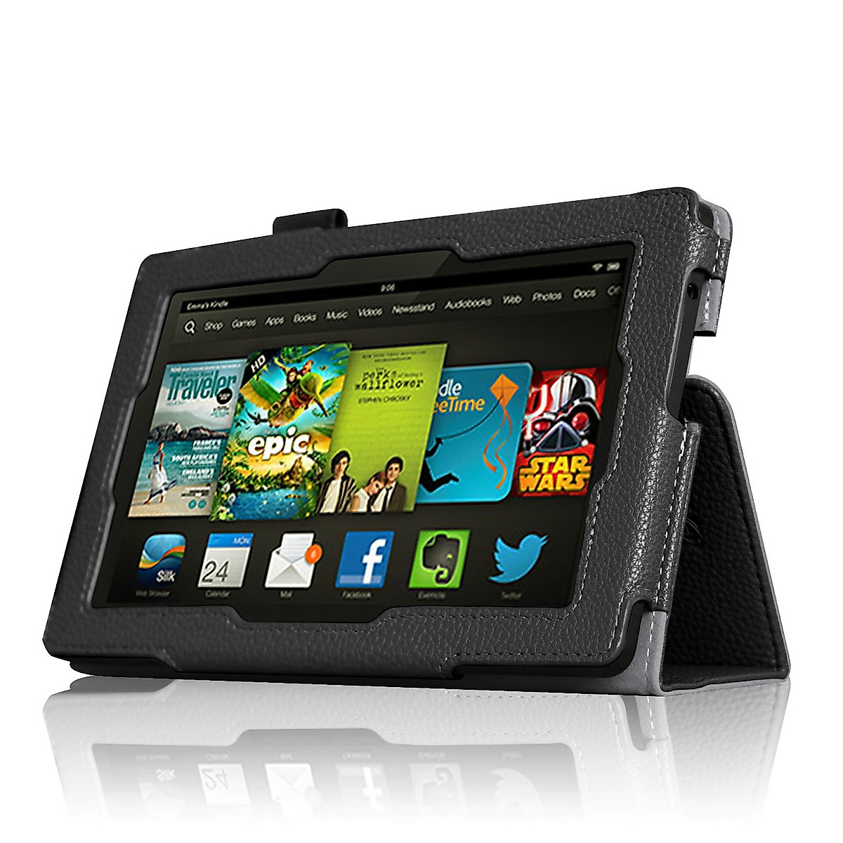 Fintie Folio Case for Kindle Fire HD 7" (2013 Old Model) - Slim Fit Folio Case with Auto Sleep/Wake Feature (Will only fit Amazon Kindle Fire HD 7, Previous Generation - 3rd), Black