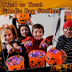 Ouddy Life 50Pcs Halloween Light up Rings for Kids, Glow in the Dark LED Flash Finger Lights Non-Candy Fillers Toys for Trick or Treat Prizes Party Favors Goodie Bag Stuffers