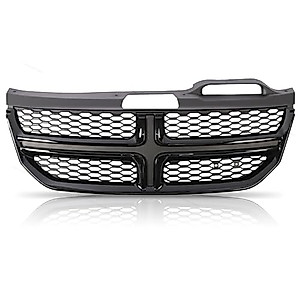 Front Grill Bumper Upper Grille Compatible with 2011-2020 Dodge Journey ABS Replace oe CH1200362, Gloss Black