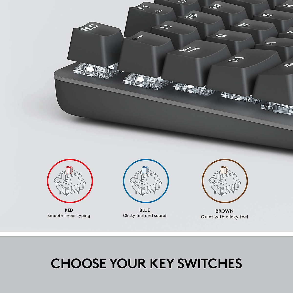Logitech K845 Mechanical Illuminated Keyboard,Mechanical Switches, Strong Adjustable Tilt Legs, Full Size, Aluminum Top Case, 104 Keys, USB Corded, Windows (TTC Blue Switches) (Renewed)