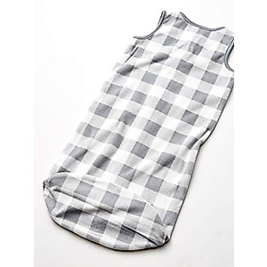 Amazon Essentials Unisex Babies' Microfleece Sleep Sack, Pack of 2, Grey/Light Grey Heather, Buffalo Check, 6 Months