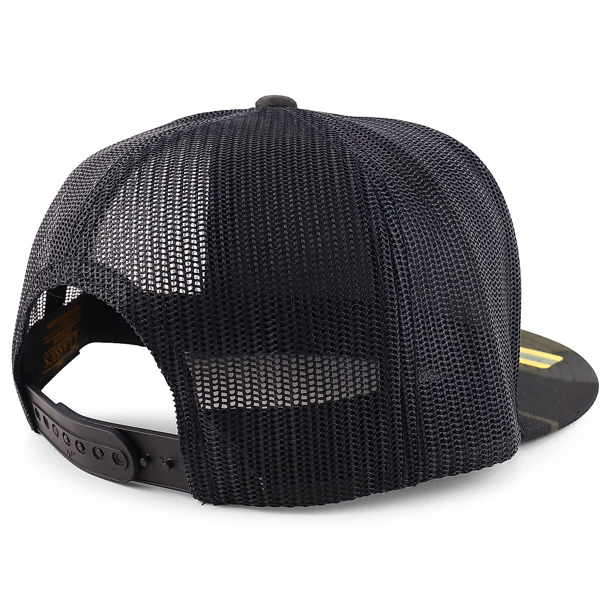 Trendy Apparel Shop Flexfit Brand 5 Panel Classic Trucker Flatbill Mesh Snapback Cap - Black Camo