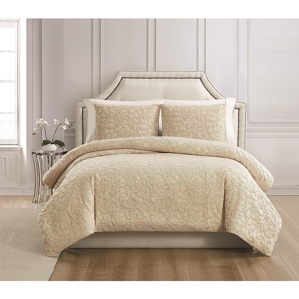 Charisma Regan Matelasse, Queen Duvet, Tan