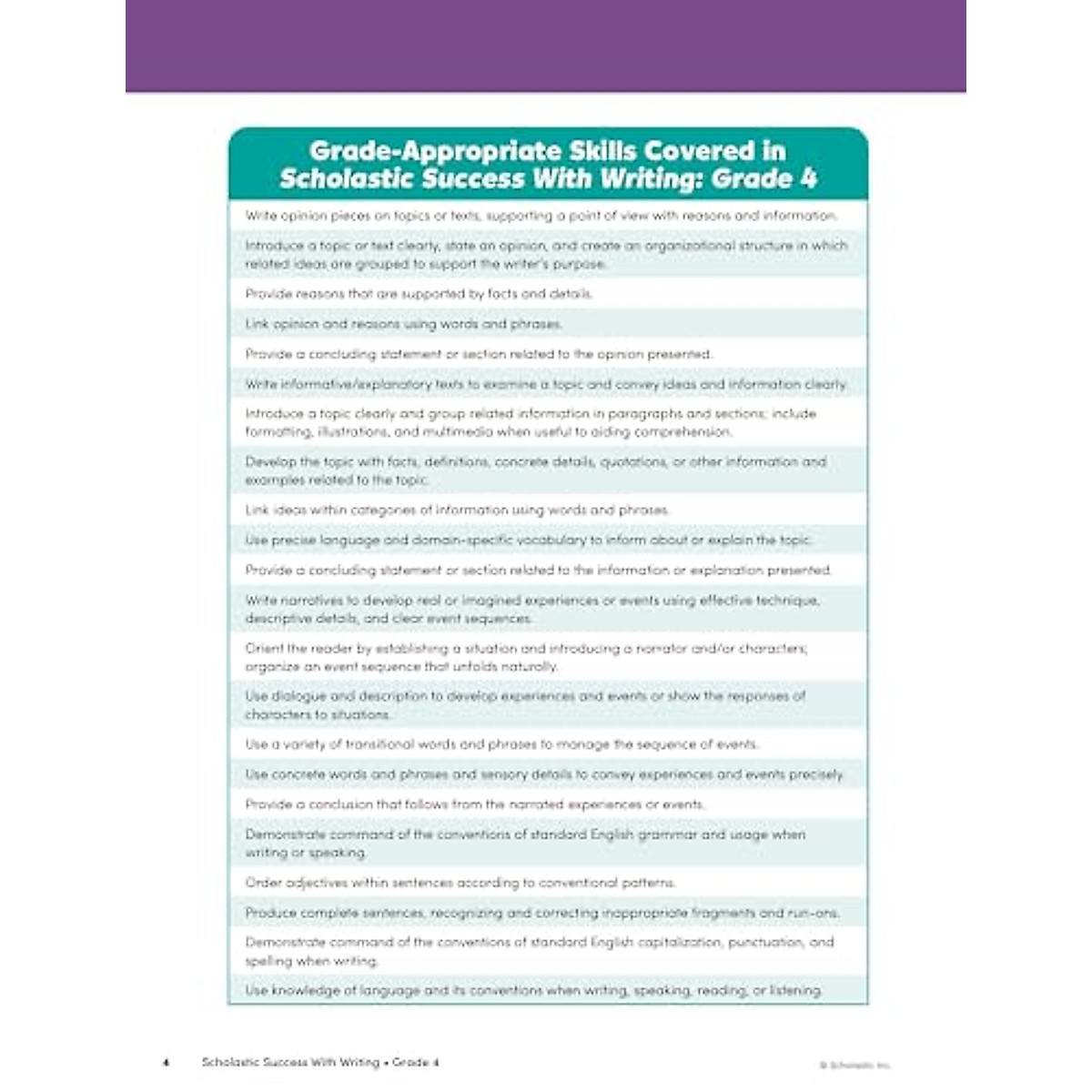 Scholastic Success with Writing Grade 4 Workbook
