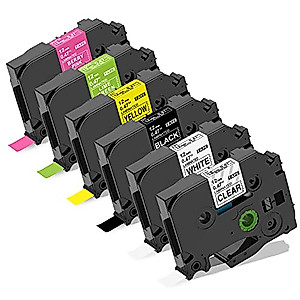 6 White + 5 Multicolor Label Maker Tape Replacement for Brother 12mm 0.47 Laminated TZ Tape
