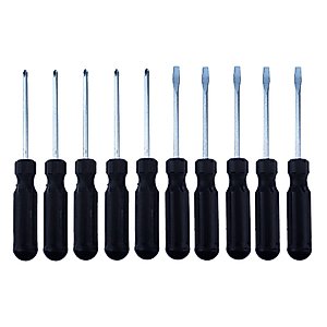 Pastlla 10Pcs Screwdrivers Set, 5 Phillips Screwdriver & 5 Flat Head Screwdriver Magnetic Screwdriver Set for Fastening, Loosening Screws, Repairing Home Improvement Craft (Black, 6 Inch)
