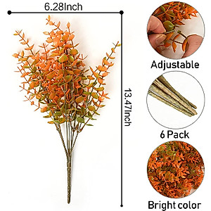 Artificial Fake Flowers, 6 Bunches of Realistic UV Resistant Faux Plastic Plants Greenery Shrubs Artificial Flowers Indoor Outside Hanging Planter Home Kitchen Wedding Garden Farmhouse Decor