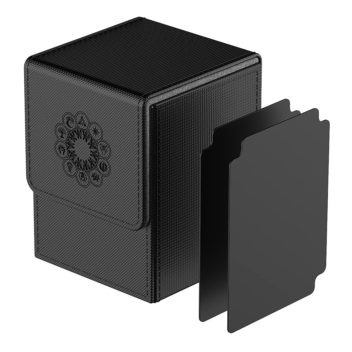 MIXPOET Deck Box compatible with MTG Cards, Trading Card Case with 2 Dividers per Holder, Large Size for 100+ Cards (Elementals-Black)