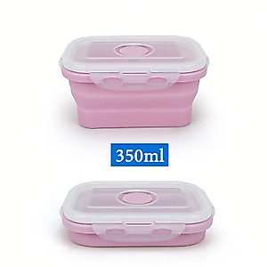 Lunbengo 4Pack Collapsible Reusable Lunch Containers, 350ml-500ml-800ml-1200ml, Silicone Food Storage Containers with Lids, Food Grade, Space Saving, Leak-proof Camping Travel Food Containers
