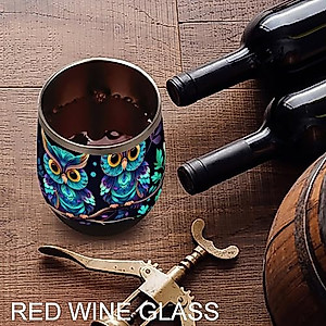 304 Stainless Steel Purple And Green Owl Printed Eggshell Thermos Cup with Switchable Drinking Spout