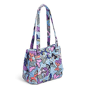 Vera Bradley Women's Cotton Multi-Compartment Shoulder Satchel Purse, Butterfly By - Recycled Cotton, One Size