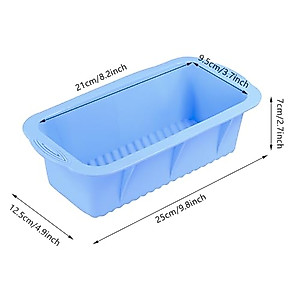 FEOOWV 3 Pack Bread pan loaf pan silicone molds for baking silicone bread loaf pan for Homemade Cakes, Breads, Meatloaf and quiche omelets- 9.8x4.7x2.9 inch (Pink+Blue+Purple)