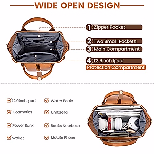 LOVEVOOK Fashion Backpack Purse for Women,12.5inch Waterproof Leather Cute Small Backpack Daypacksg,Brown