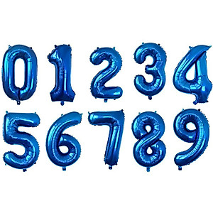 YPSelected 32 Inch Large Foil Helium Number Balloon Birthday Wedding Party 0-9 (Blue, 2)
