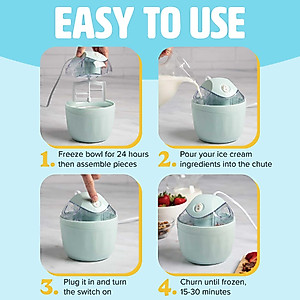 Tasty Mini Ice Cream Maker, Make Ice Cream, Sorbet, Frozen Yogurt, Gelato, Desserts, Quick Results, Single-Serve, Aqua