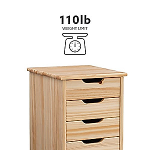 Linon Home Decor Products Corinne Six Drawer Storage, Natural Rolling Cart