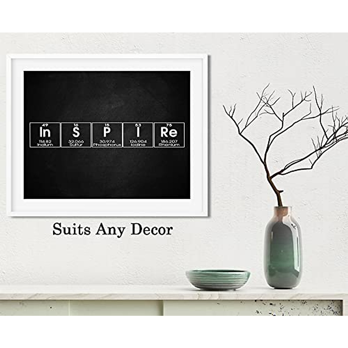 Inspire Periodic Table of Elements Print, 14"x11" Unframed Inspirational Science Poster, Chemistry Art Ideal for Science Lab, Classroom or Home Decor