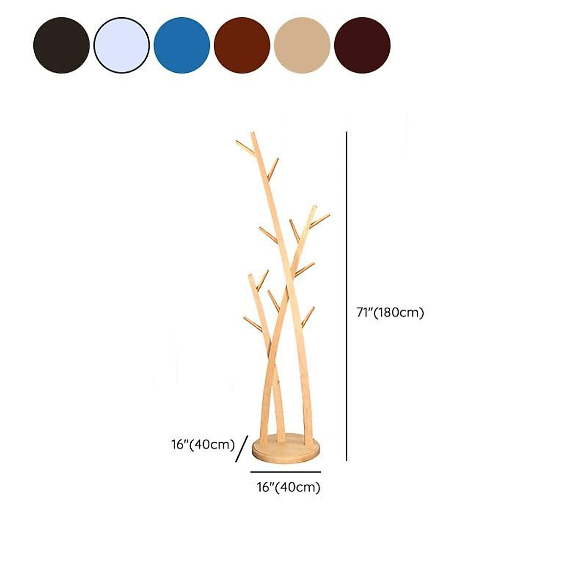 LITFAD Wooden Coat Rack Tree Freestanding Coat Stand with 13 Hooks, Tree Branch Design Clothes Standing Hanger for Multiple Coat and Hats, Coat Tree Rack for Bedroom, Entryway and Office-Black