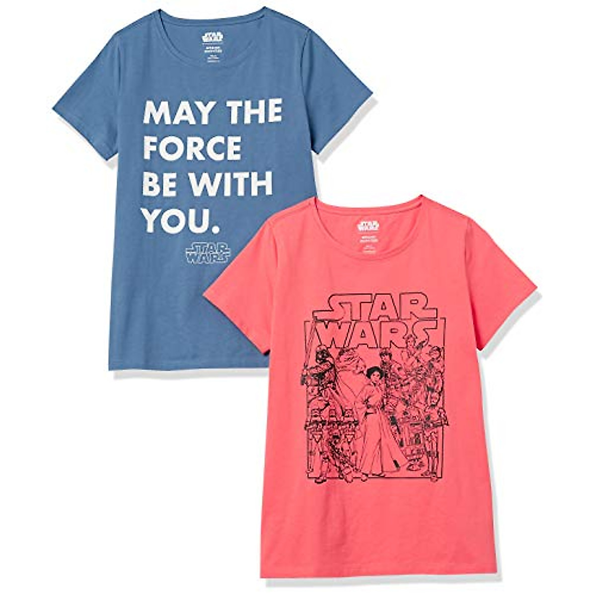 Amazon Essentials Disney | Marvel Princess Women's Short-Sleeve Crew-Neck T-Shirts (Available in Plus Size), Pack of 2, Star Wars Force, 4X