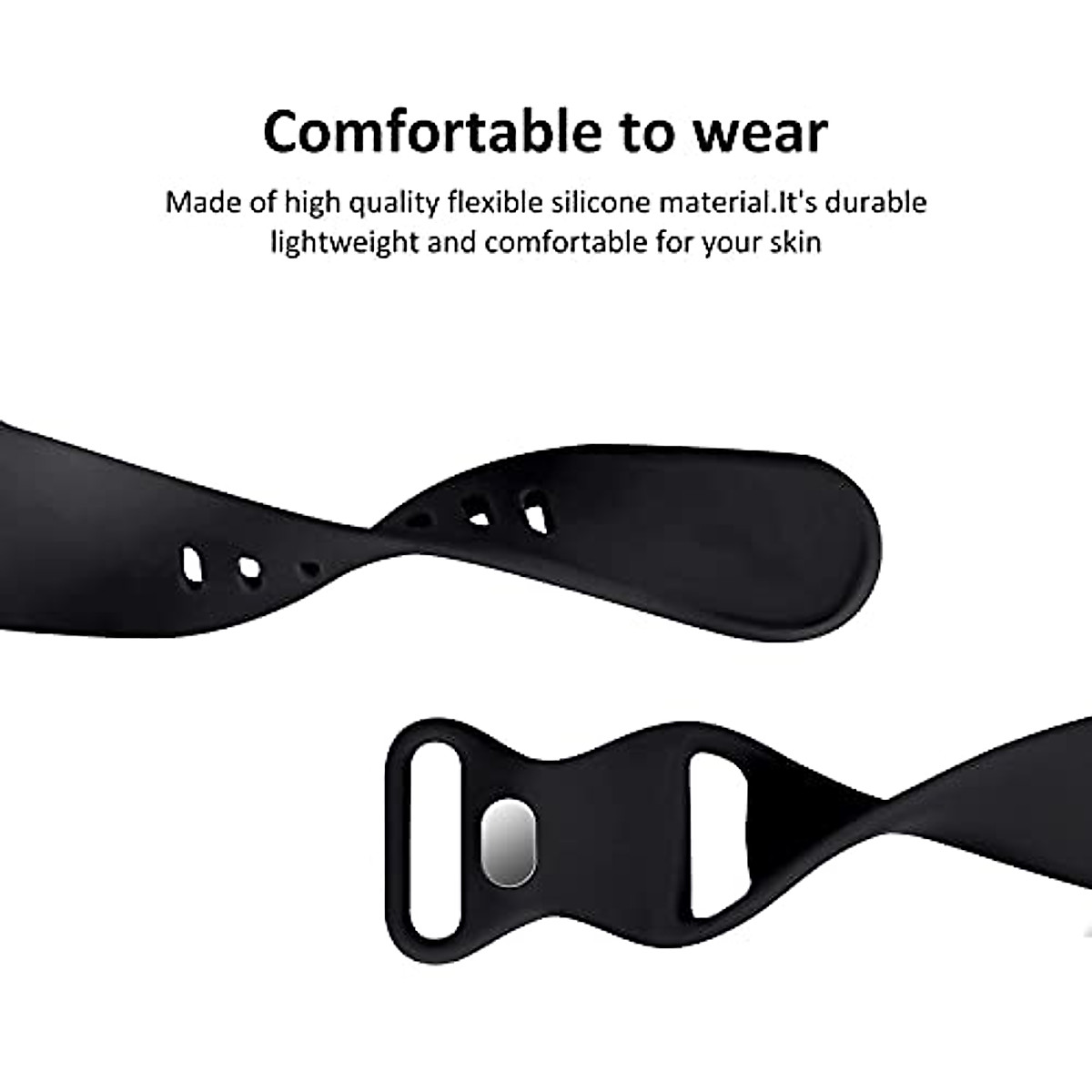 Distore Bands Compatible with Apple Watch 38mm 40mm 41mm 42mm 44mm 45mm, Soft Silicone Replacement Sport Strap Wristbands for iWatch Series 8/7/6/5/4/3/2/1 SE Women Men, Black