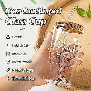 Chaos Coordinator, Boss Gifts for Women Thank You Gifts for Coworkers on Birthday Christmas Boss Day... Appreciation Gifts for Teachers Employee Office Manager Mom Friend Men, 16oz Glass Cup Gifts