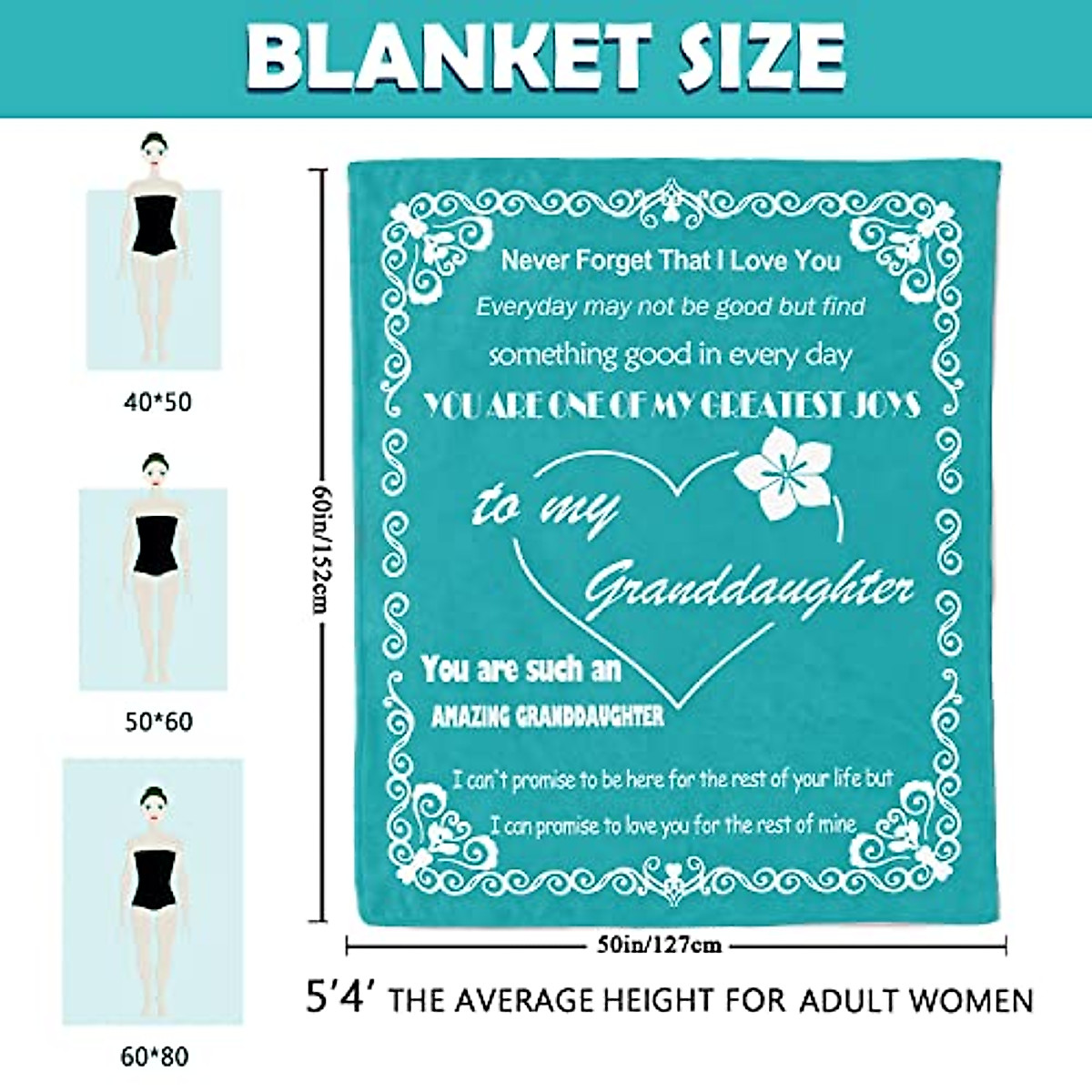 Granddaughter Gifts from Grandma, Granddaughter Gifts Blanket 50"x60", Gifts for Granddaughter Throw Blanket, Granddaughter Birthday Gift,Christmas Granddaughter Gifts Soft Flannel Fleece Blanket